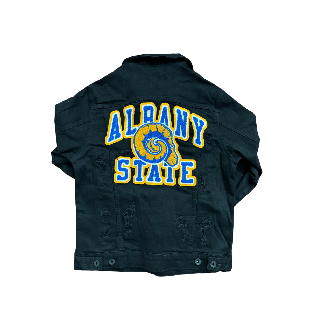 ASU Black Denim Jacket with Royal/Gold/White Chenille – GoodLife229